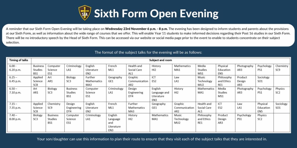 Sixth Form Open Evening – St Francis of Assisi College
